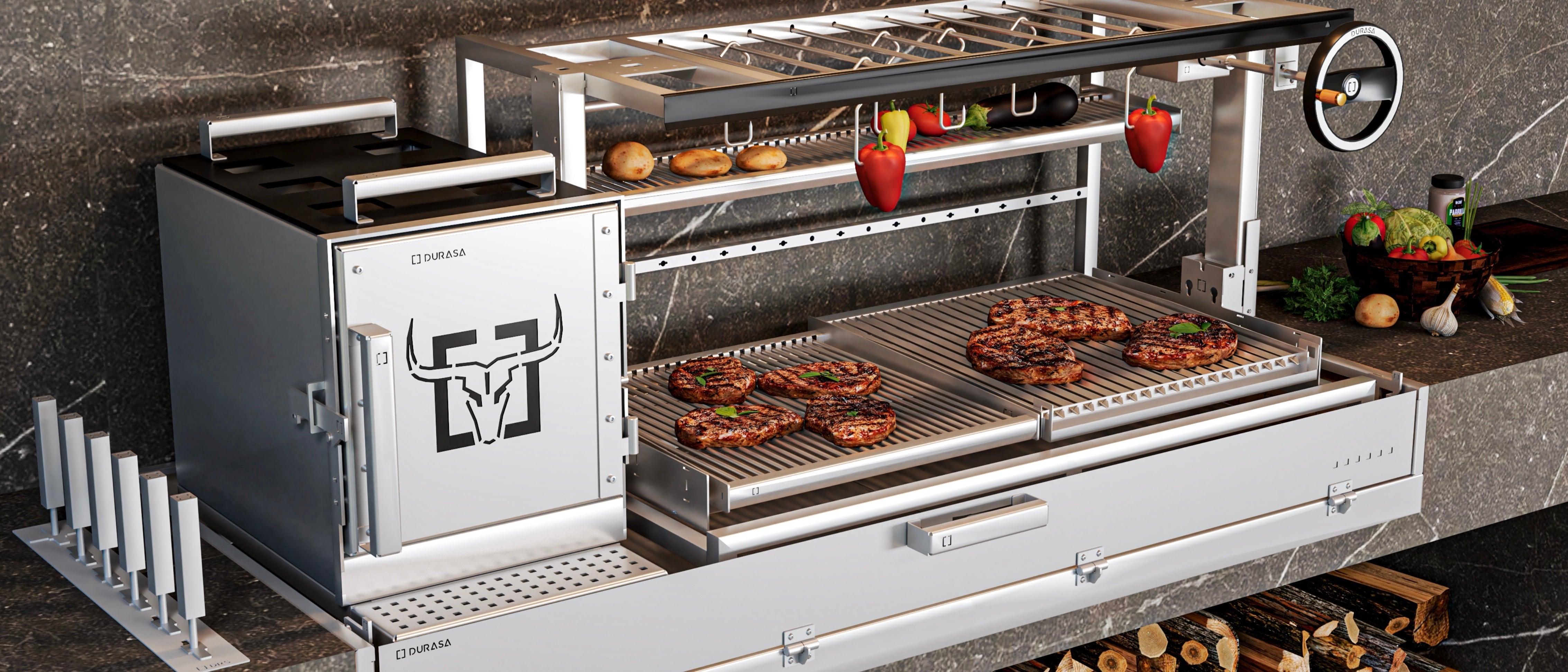 Premium Built in Charcoal Parrilla - Stainless Steel 304 – Konoba BBQ